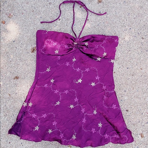 Vanity | Tops | Vintage Y2k Vanity Embroidered Halter Top | Poshmark